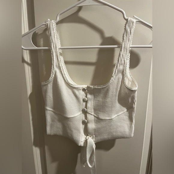Cider | Tops | White Cropped Button Up Tank | Poshmark